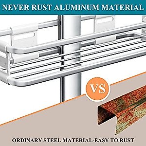 Parosan Shower Caddy, 3 tier Adjustable Aluminum Rustproof Hanging Shower Caddy Over Shower Head, Shower Organizer Shelves with Soap Holder Razor Holder for Bathroom Storage