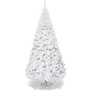 Goplus 6ft Artificial Christmas Tree Xmas Pine Tree with Solid Metal Legs Perfect for Indoor and Outdoor Holiday Decoration, White