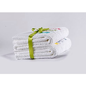 GreenPine 2 Pack Easter Hand Towels Whtie Towels 100% Cotton Embroidered Premium Luxury Decor Bathroom Decorative Dish Towels Set for Drying, Cleaning, Cooking, Holiday Towels Gift Set 14 "X 29"