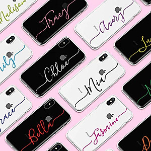 Case Charming Clear Case Personalized Name for iPhone 14 Pro Max 13 mini 12 11 XS XR X 10S 10R 10 8 Plus 7 SE Custom Handwriting Style Slim Flexible Soft Tpu Cover