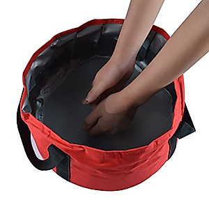 HOOYEE Multifunctional Portable Wash Basin Folding Bucket (Red)