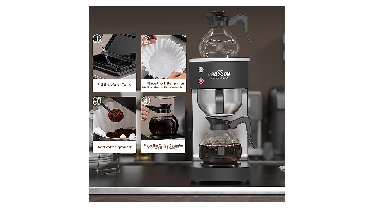 Crosson 12-Cup Coffee Brewer - Brew Fresh in Minutes