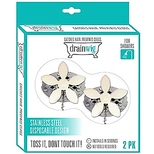 DrainWig Shower Drain Hair Catcher, Disposable Drain Protector, Flower, 4 Pack