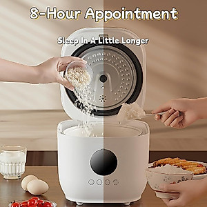Low Carb Rice Cooker Smart Rice Cooker Digital Rice Cooker 6 Cup (Uncooked) With Stainless Steel Steamer 8h Keep Warm, Timer, White