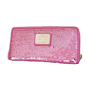 Loungefly x Disney Sleeping Beauty Sequined Zip-Around Wallet (Pink/Blue, One Size)