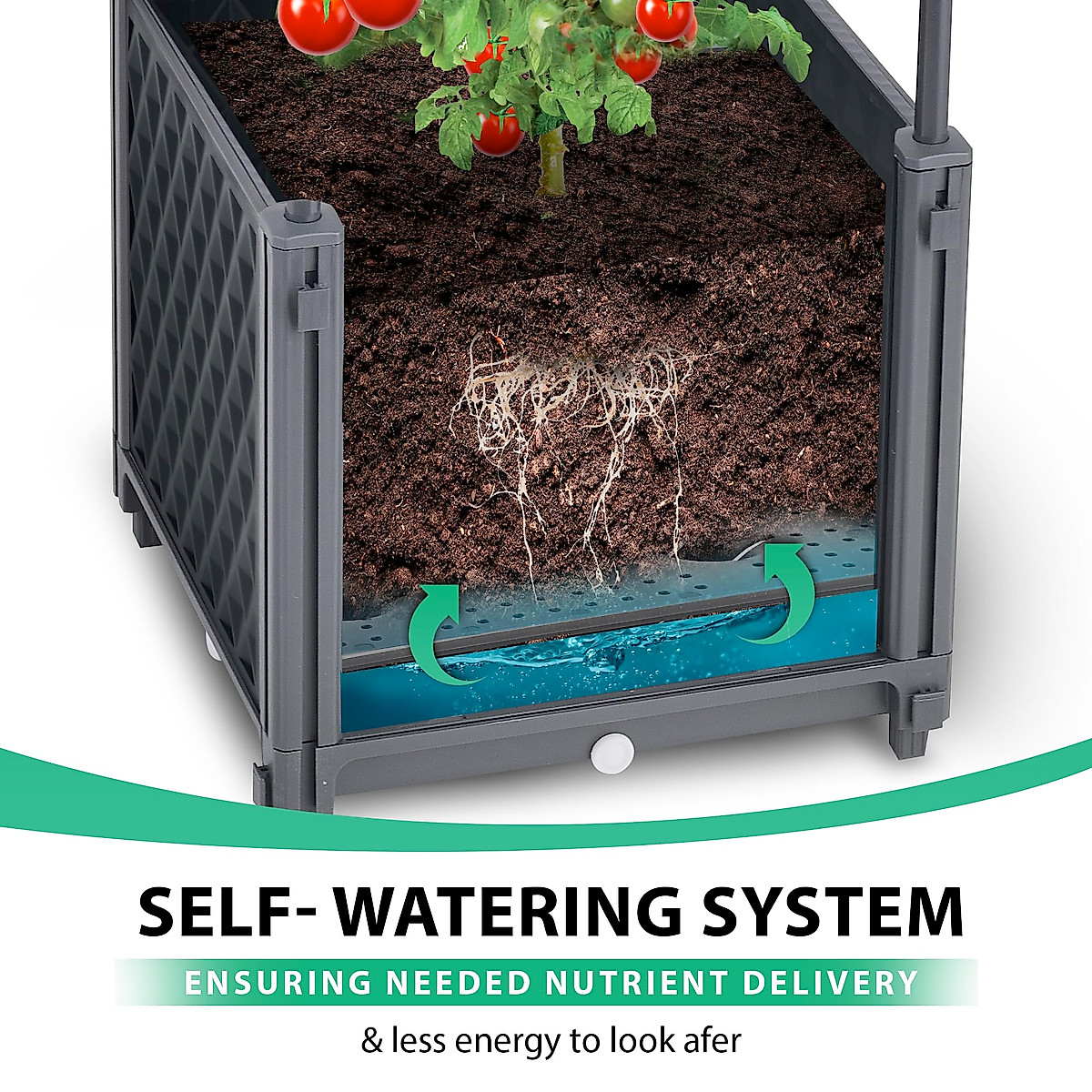 Raised Garden Bed Tomato Planter Trellis for Garden Planter for Tomato Pots for Growing Tomatoes Planter Box Outdoor Self Watering Metal Tube Trellis