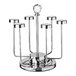 6 Cup Drying Rack Tea Cups Storage Rack Wine Glasses Holder Cup Holder Stainless Steel Drinking Glass Drainer Stand for Bar, Silver