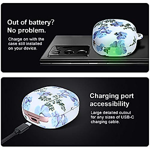 PC Plastic Hard Shell Case Cover for Galaxy Buds Live 2020/Galaxy Buds Pro 2021with Carabiner Anti-Lost & Shockproof Skin Accessories Compatible 2021 Latest Samsung Galaxy Buds 2 (Petal-Blue)