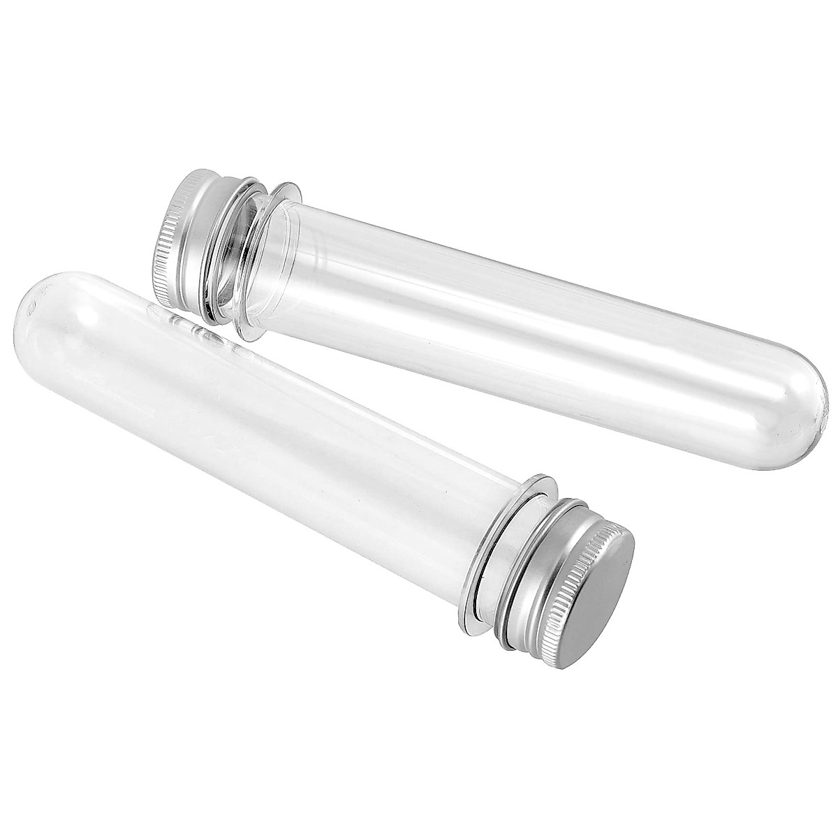 HAKZEON 50 PCS 40ml Plastic Test Tube with Caps,140 x 25 mm Clear Test Tubes with 50 Seal Protection Sheets, for Scientific Experiments, Plant Cultivation，Party Decoration, Candies Salt Container