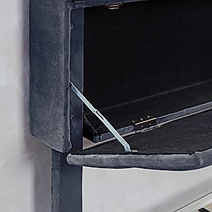 Furniture of America Halifax Modern Storage Fabric California King-Size Bed with USB for Bedroom, Guest Room Bed, Gray