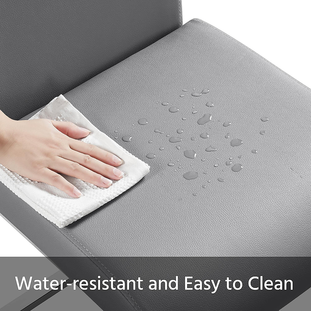 Yaheetech 6PCS Kitchen Chairs High Back Modern Leather Living Room Chair with Metal Frame, Light Gray