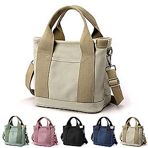 Large Capacity Multi-Pocket Handbag For Women Girls Canvas Tote Purses Crossbody Bag Vintage Tote Bags For Work Daily Travel