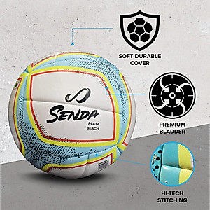 Senda Playa Beach Soccer Ball, Fair Trade Certified, White/Blue, Size 4 (Ages 8-12)