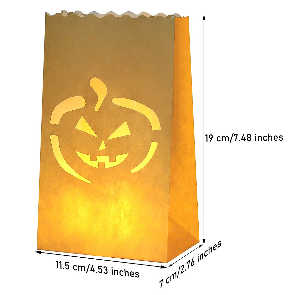 URATOT 36 Pieces Halloween Luminary Bags Jack-o'-Lantern Bags Pumpkin Silhouette Paper Bags Flame Resistant Lantern Bags Luminary Candle Bags 3 Designs for Halloween, Party, Home