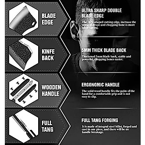 Cleaver Knife, ENOKING Meat Cleaver Hand Forged Serbian Chefs Knife German High Carbon Stainless Steel Butcher Knife for Meat Cutting with Full Tang and Gift Box, Chinese Cleaver for Kitchen & Outdoor