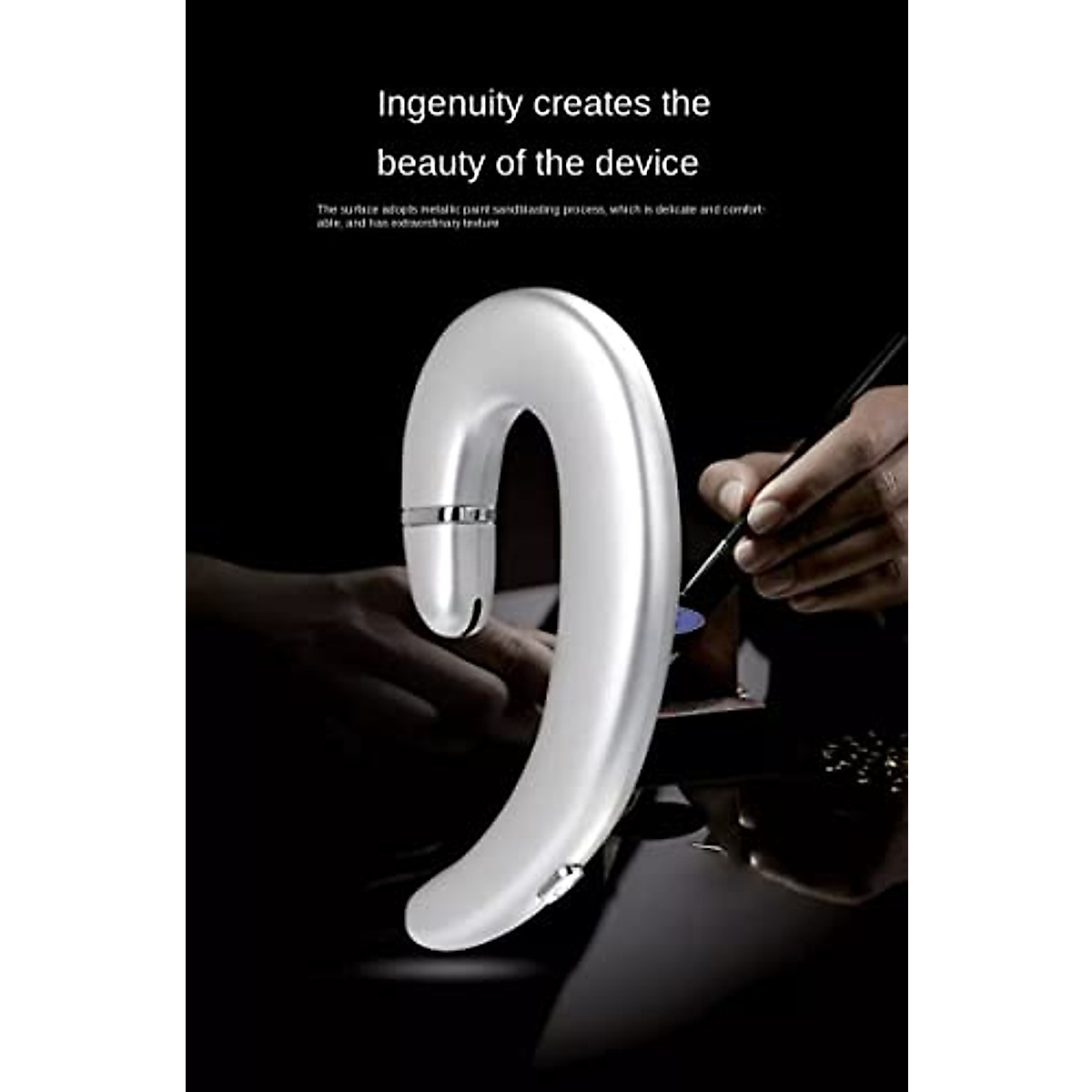 Bone Conduction Ear Hook Comfort Wear with Microphone Lightweight Compatible with iPhone & Android. Grey