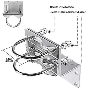 K001 V3 Antenna Pole Mount, Upgraded Ribbed Bracket Combine with Double U-Bolts 12" Longer 2mm Thicker Pole for Outside Home Antenna Installation