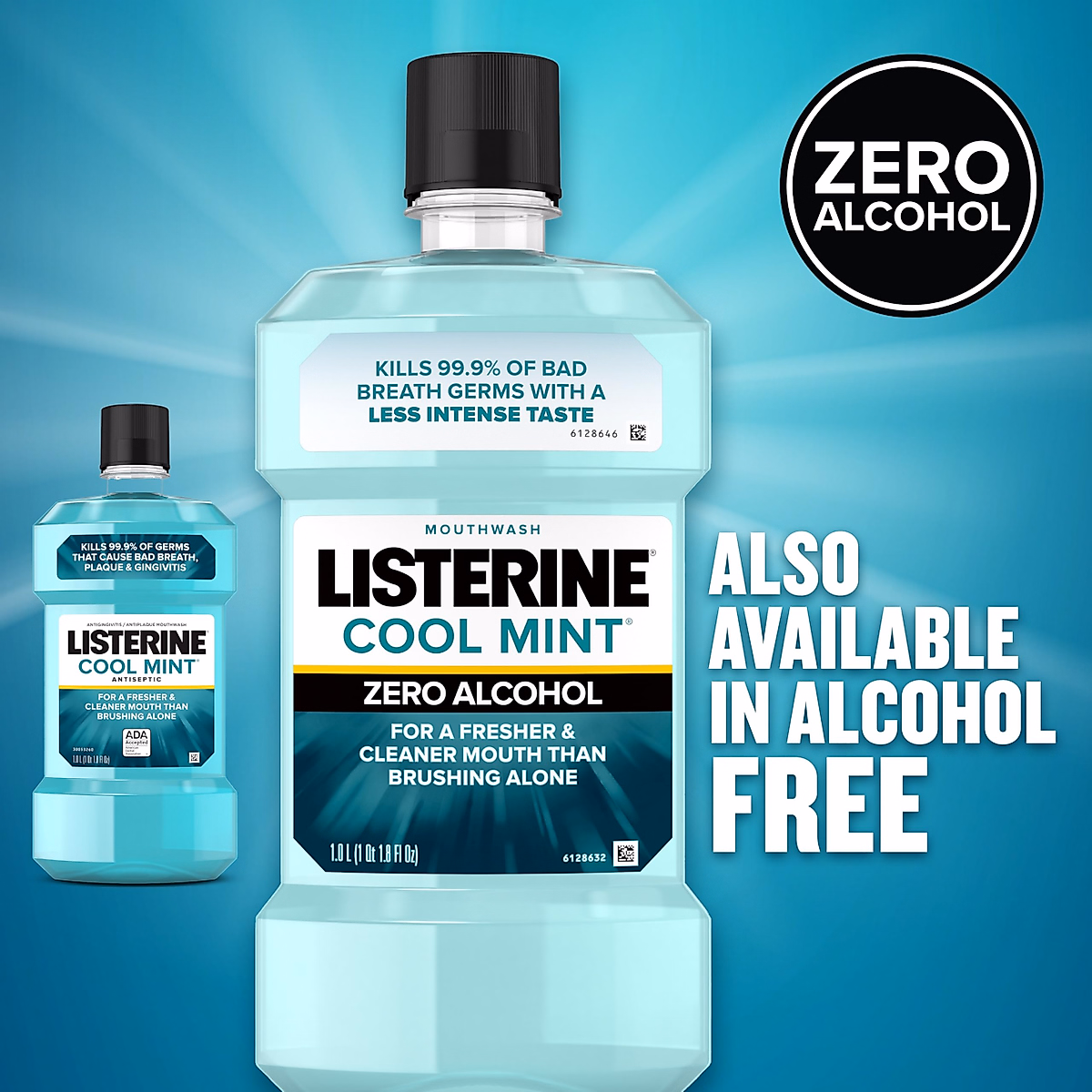 Listerine Cool Mint Antiseptic Oral Care Mouthwash to Kill 99% of Germs That Cause Bad Breath, Plaque and Gingivitis, ADA-Accepted, 8.5 Fl Oz
