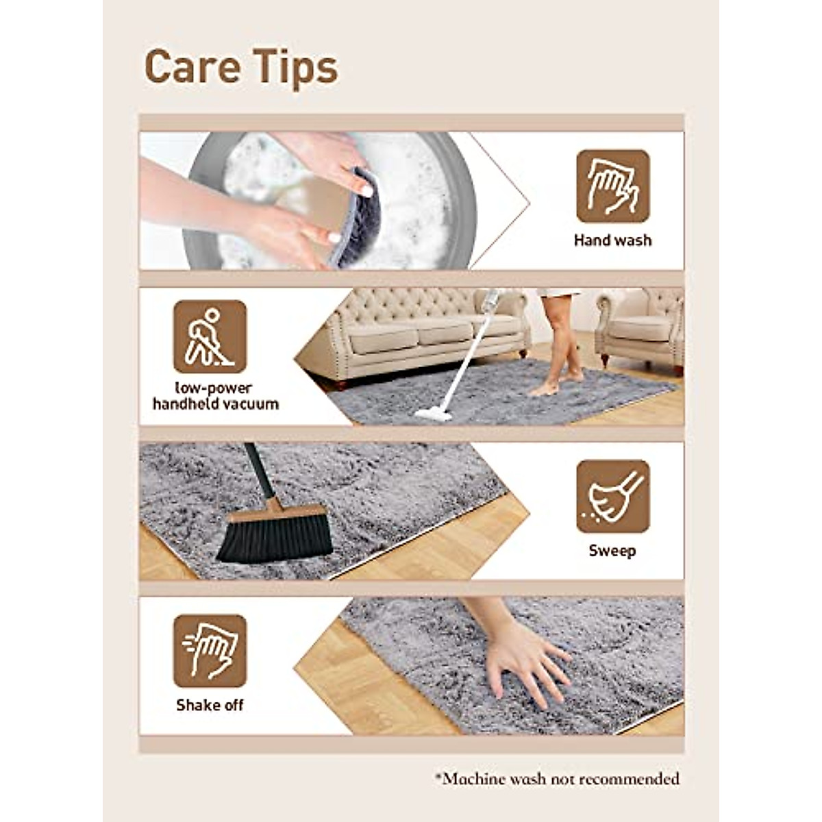 Medeunk 8x10 Area Rugs Solid Grey Super Soft Fluffy Upgrade Sponge Non-Slip No Shedding for Living Room Bedroom Girls/Boys Room Dorm Playroom Lounge Home Decor