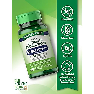 Nature's Truth Probiotic 50 Billion CFU | 200mg Prebiotics | 60 Capsules | Vegetarian, Non GMO & Gluten Free Supplement for Men and Women | Supports Digestive Health