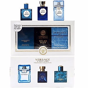 Versace Miniature Variety Trio Collection Perfume Gift Set for Men 0.17 oz/5 ml Splashes 1
