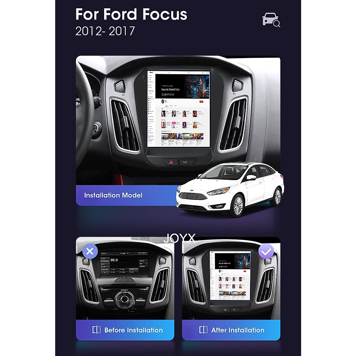 BXLIYER Android 12 IPS Car Stereo for Ford Focus (2012-2017) - Built-in Wireless CarPlay + Android Auto - 2G+32G - Rear Camera Free - 9.7 Inch 2 Din - Steering Wheel DAB Fast-Boot WiFi DSP BT