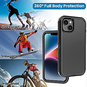 Annymall for iPhone 14 Plus Case with 2 Screen Protector, Heavy Duty Drop Protection Shockproof Rugged 3-Layer Military Tough Durable Protective Cover for Apple iPhone 14 Plus 6.7" (Black)