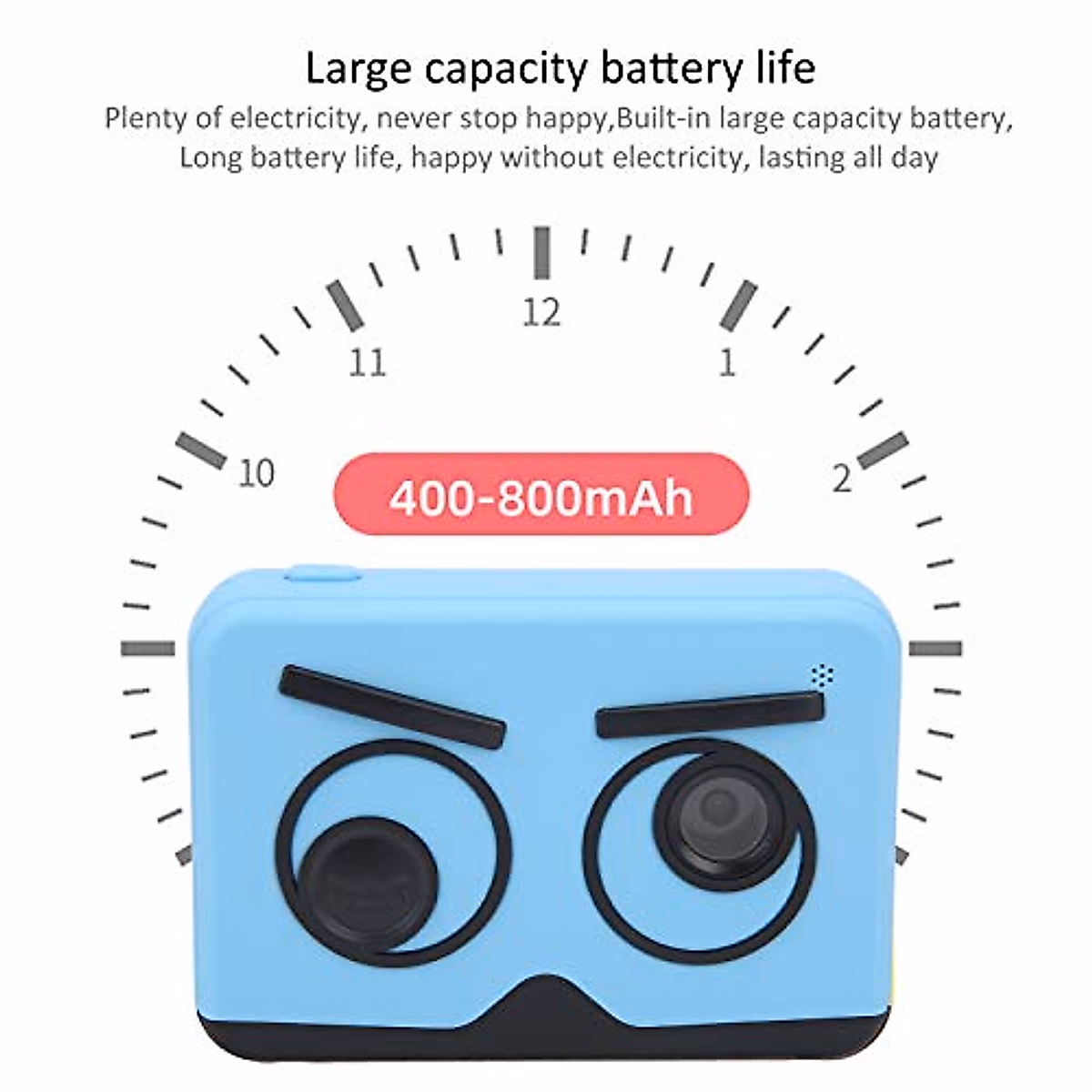 Mxzzand Portable High-Definition Children's Digital Camera Cute Front Rear Dual Cameras Selfie Camera Toy(Blue)