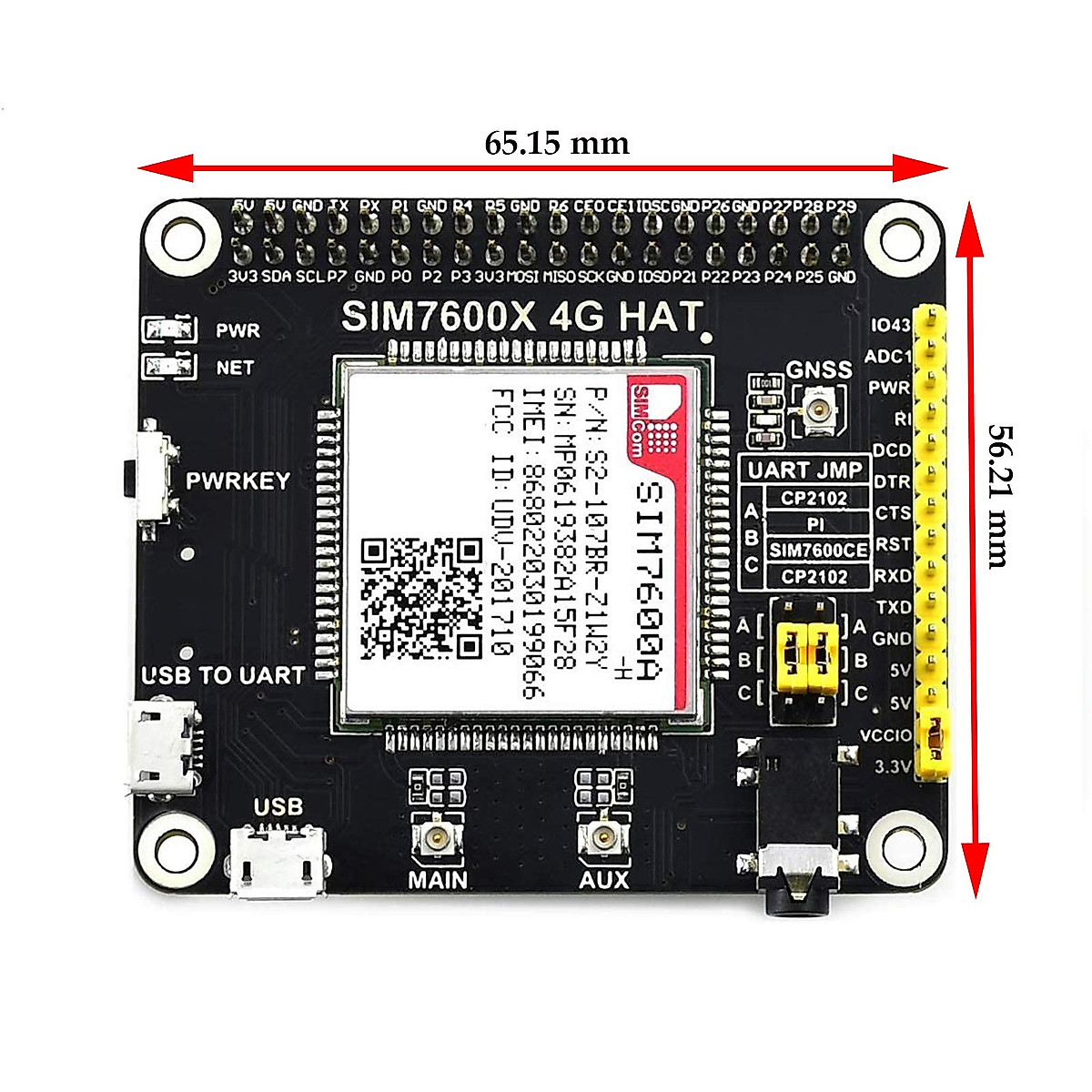 Ingcool 4G/3G/GNSS HAT Module for Raspberry Pi 4B/3B+/3B/2B/Zero/Zero W/Zero WH,Jetson Nano, Based on SIM7600A-H, 4G/GNSS Module Support LTE CAT4 up to 150Mbps for Data Transfer, etc.