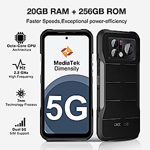 DOOGEE V20 PRO Rugged Smartphone 5G 2023, 1440 * 1080 Thermal Camera Unlocked Rugged Phone, 2K AMOLED Display Android Phone, 20GB+256GB Android 12 Cell Phone, 24MP Night Vision, NFC, OTG