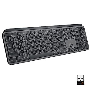 Logitech MX Keys Advanced Wireless Illuminated Keyboard, Tactile Responsive Typing, Backlighting, Bluetooth, USB-C, Apple macOS, Microsoft Windows, Linux, iOS, Android, Metal Build - Graphite