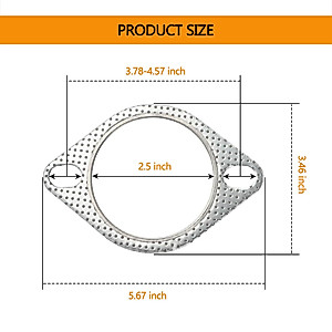 GKmow 2 PCS Car Exhaust Pipe Interface Gasket, Stainless Steel Graphite Composite Plate High Temperature Resistant Muffler Sealing Gasket, Exhaust Manifold Parts, Suitable for Most Models (Silver)