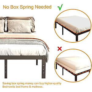 Bednowitz Queen Metal Platform Bed Frame, 12 Inch Queen-Size-Bed-Frame with Heavy Duty Steel Slats, Noise Free Mattress Foundation No Box Spring Needed, Easy Assembly, Black