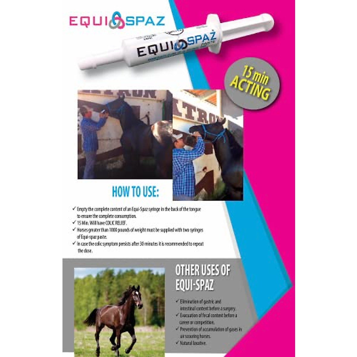 EQUI-SPAZ Horse Digestion Supplement to Prevent and relieves Gas Build-up (Relieves Colic in 15 Minutes) (1)