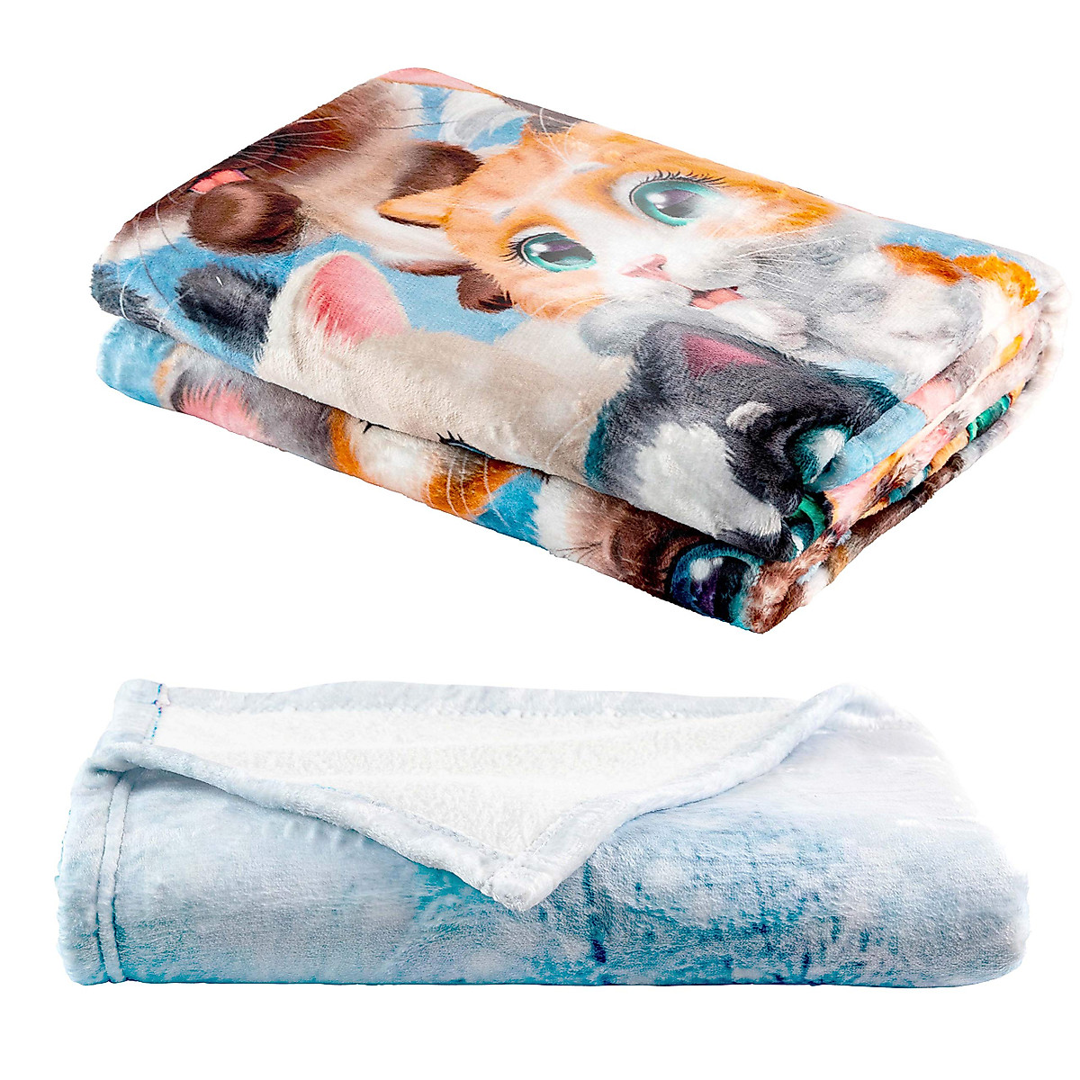 Cat Throw Blanket, Adorable Extra-Large Kitty Cat Blanket for Adults, Kids, Boys, Girls, and Kittens, Fleece Cat Blanket (50in x 60in) Warm, Cozy, and Plush Throw for Bed, Couch, and Sofa