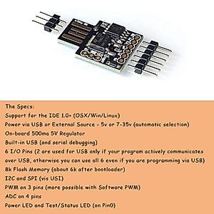 Comimark 5Pcs Digispark Kickstarter ATTINY85 for Arduino General Micro USB Development Board