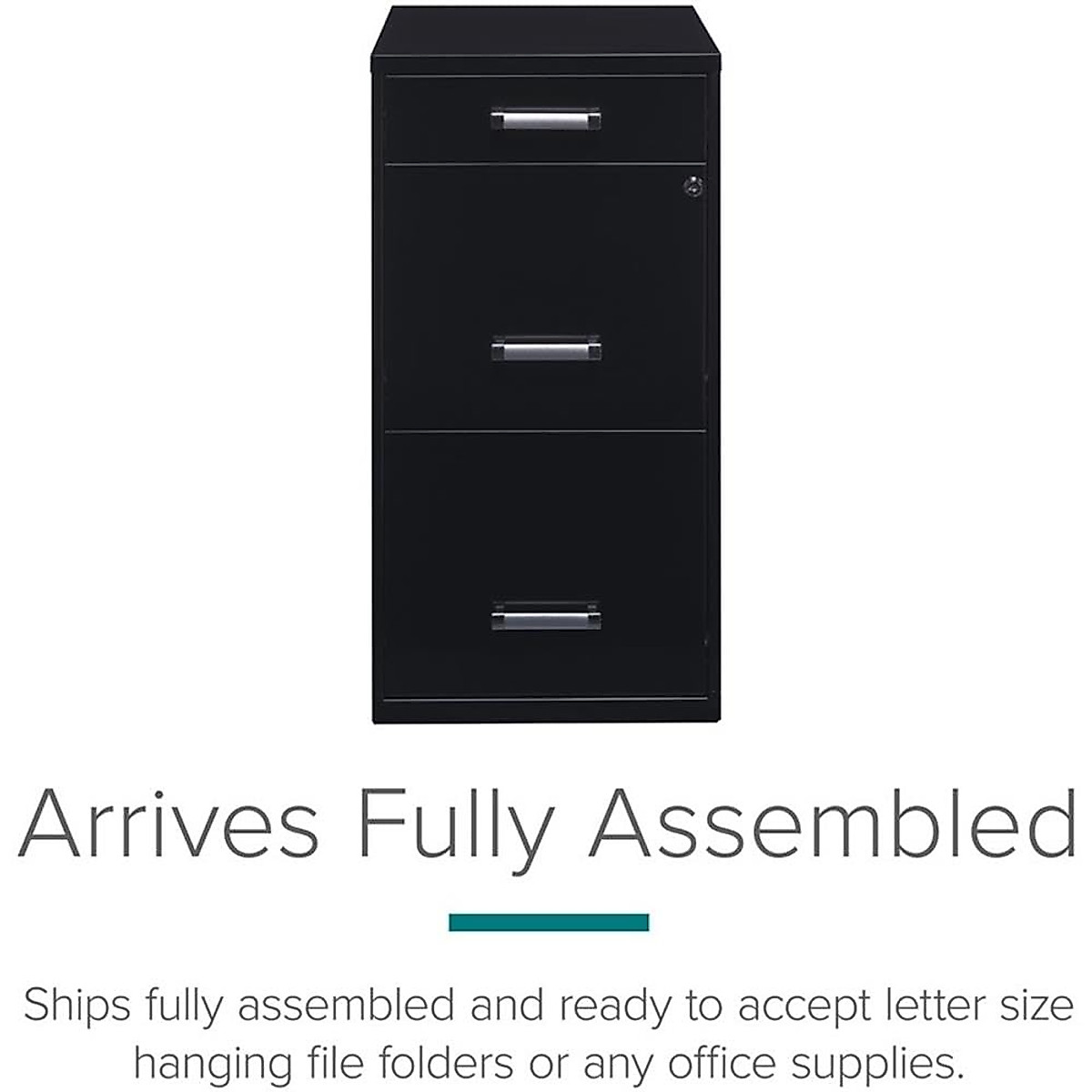 Scranton & Co 18" 3 Drawer Metal File Organizer Cabinet in Black