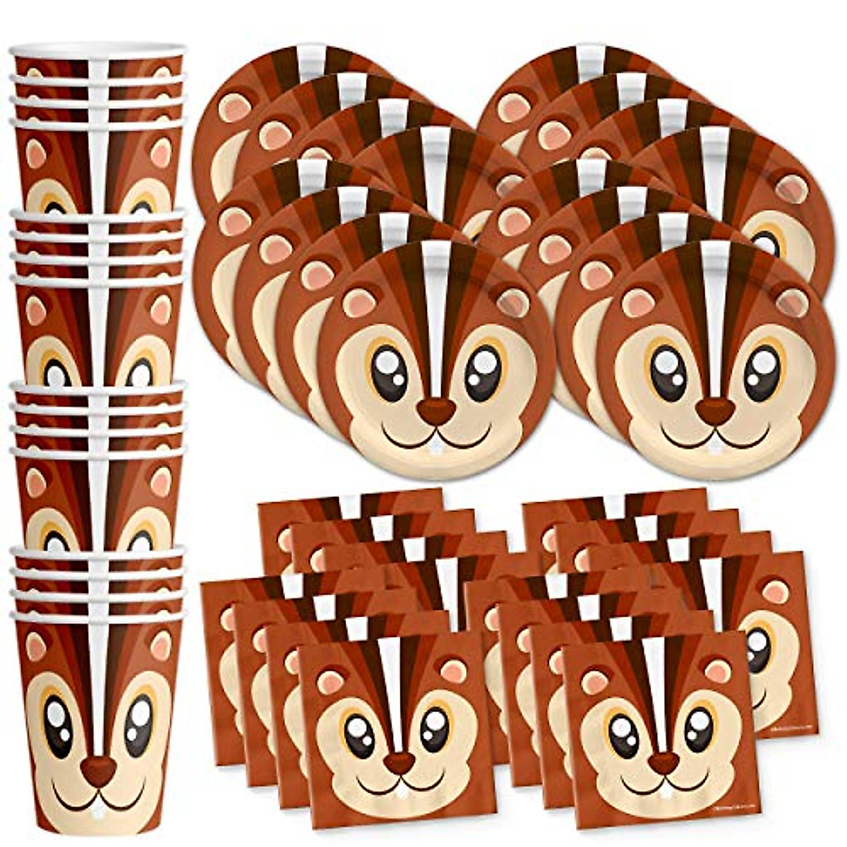 Squirrel Birthday Party Supplies Set Plates Napkins Cups Tableware Kit for 16