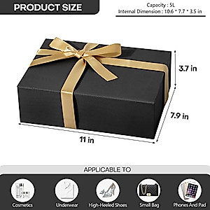 SENNAUX Gift Box 6PACK 11*8*3.5 Inches Gift Boxs with Lid Magnetic Closure Packaging Box Decorative Box with Ribbon for Christmas, Mother's Day, Father's day, Birthdays, Bridal Gifts, Weddings (6PACK-11''*8''*3.5'', Black)