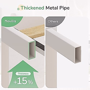 Novilla Metal Platform Bed Frame with Headboard, Wood Slat Support, No Box Spring Needed, Easy Assembly, White, King