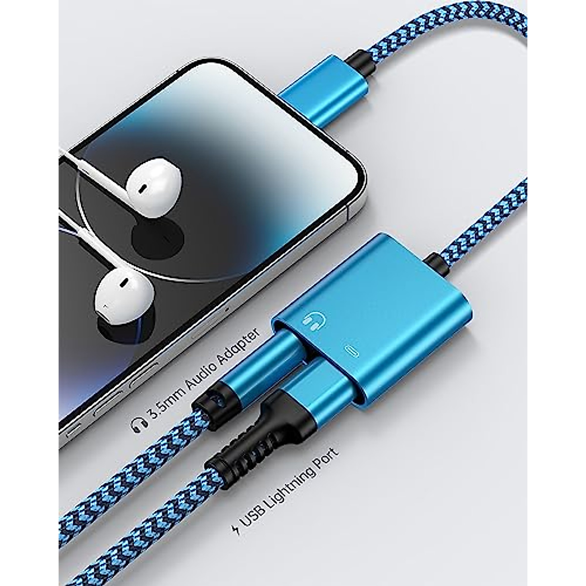 iPhone Aux Adapter, 2 in 1 Dual Lightning to 3.5mm Audio Jack & Charger [Mfi Certified] Dongle Cable Splitter for Apple Converter Compatible with iPhone 14 Pro Max 13 12 11 XR XS X 8 Plus, iPad iPod