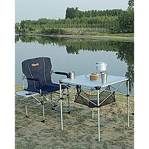 iClimb 4 Padded Rocking Folding Chair and 1 Folding Square Table Bundle for Four Person Camping Patio Porch Backyard Lawn Garden Balcony Indoor Outdoor