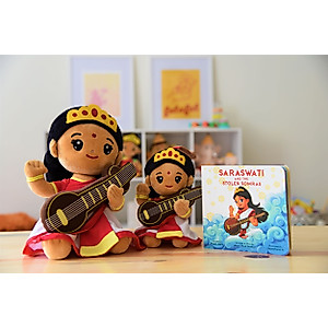 MODI TOYS Saraswati Devi Collection - Mantra Singing Plush Toys and Book | Ideal for Newborns, Infants, Toddlers, Grandparents | Best for Diwali, Baby Shower, Birthday, Housewarming