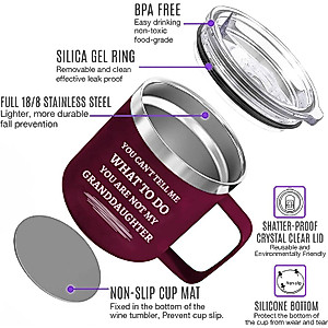 Edizzone 14Oz Mug (You Are Not My Granddaughter) (Bordeaux) Grandma Grandpa Gifts for Christmas - Best Grandma Birthday Gifts - Gifts for Grandma From Granddaughter - Funny Grandmother Christmas Gift