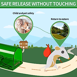 LULUCATCH Mouse Traps 2 Pack, Humane Mouse Trap, Live Catch Release with Super Glue Traps 6 Pack for Mice & Snakes, Larger, Heavier Sticky Traps with Non-Toxic Glue.