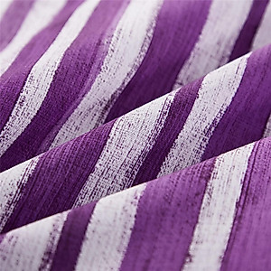 KAKIJUMN 5 Piece Bed in a Bag Stripe Comforter Set Twin Size, White and Purple Patchwork Striped Comforter and Sheet Set, All Season Soft Microfiber Complete Bedding Sets(Purple,Twin)