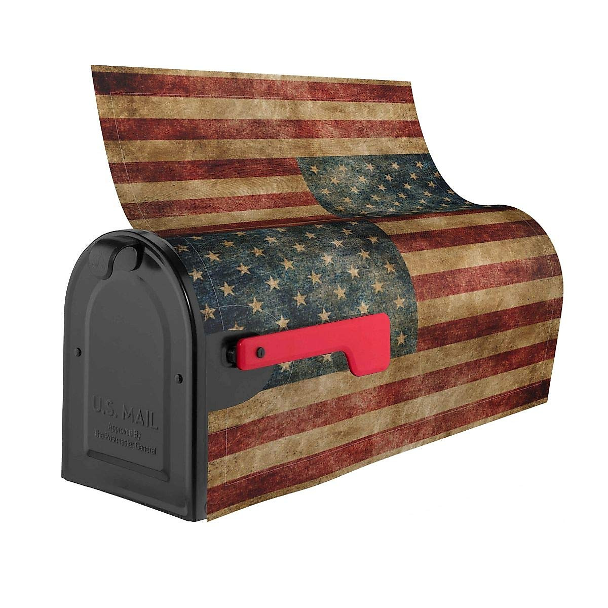 Mount Hour Retro American Flag Mailbox Covers Magnetic Post Box Cover Wraps Standard Size 21x18 Inches for Garden Yard Decor