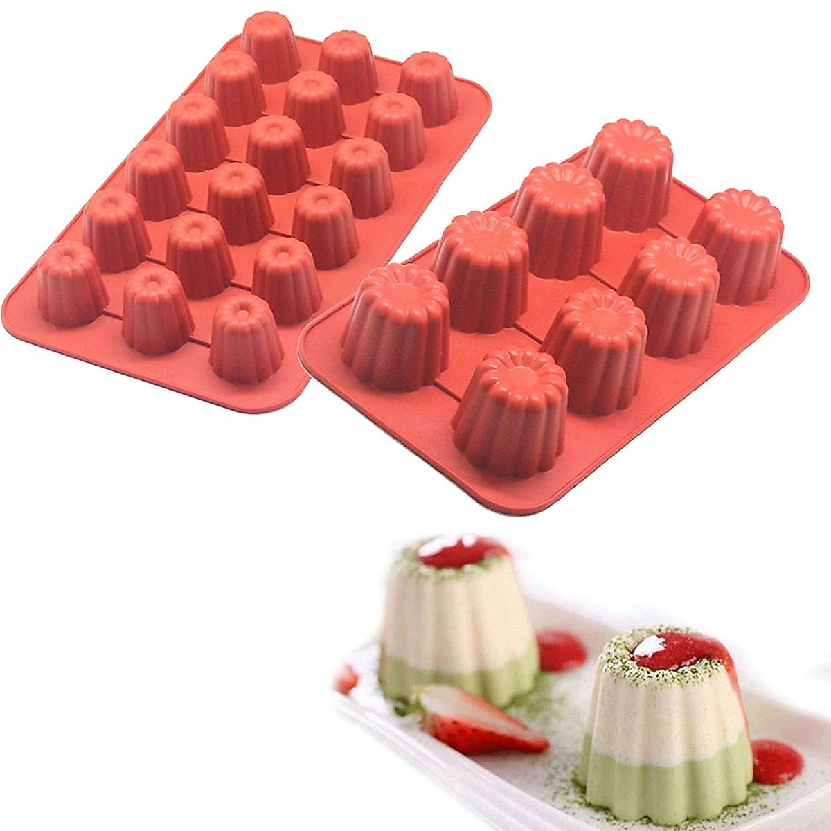 18/ 8 Cavity Round Cylinder Silicone Non-stick Cannele Mould, Muffin Cake Pan Cupcake Silicone Mold Baking Tray for Oven