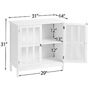 KVK Wooden Storage Cabinet,Sideboard Console,Buffet Cabinet for Doors Entryway Kitchen Dining Console Living Room, White