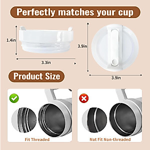 40 OZ Tumbler Lid Replacement, Replacement Lids Fit for Stanley Adventure Quencher Travel Tumbler 40 OZ, Spill Proof Splash Resistant Tumbler Covers for Stanley Replacement Lid (2 Pack,White)
